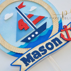 Nautical Theme Cake Topper, Nautical Theme Birthday, Sailboat Cake ...