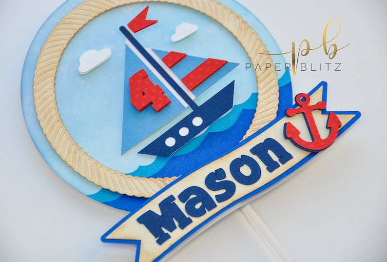 Nautical Theme Cake Topper Nautical Theme Birthday Sailboat - Etsy