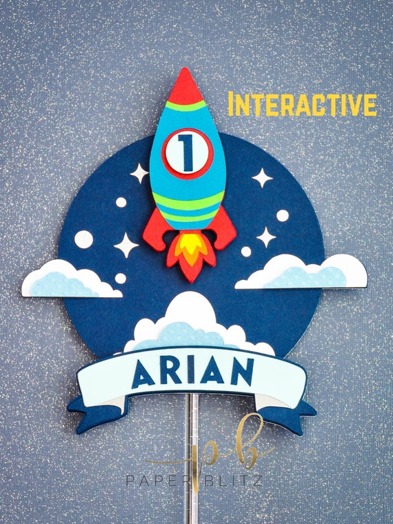 Space Ship Theme Cake Topper Rocket Theme Cake Topper | Etsy