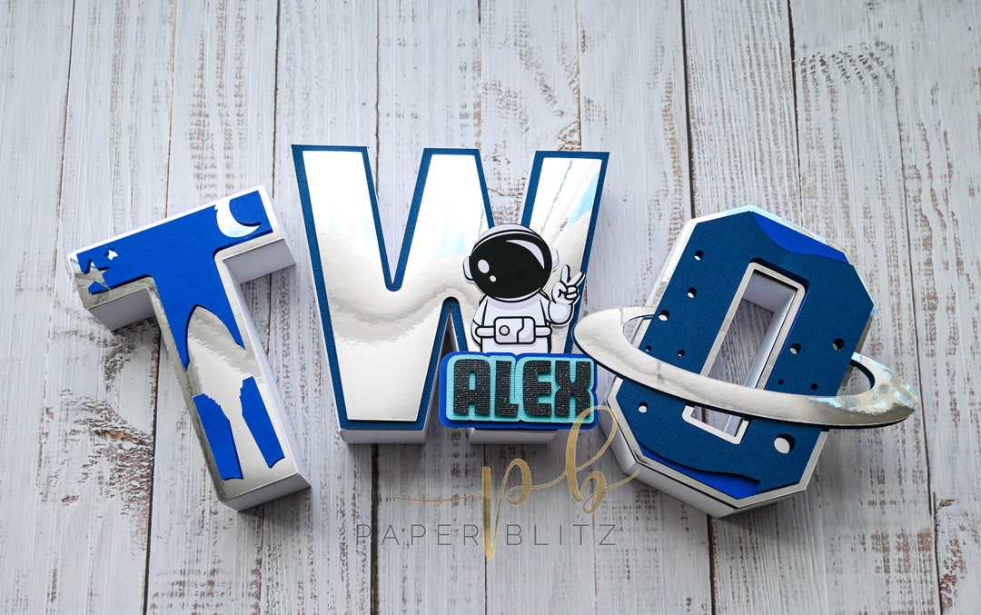 3D Letters Moon Theme, 3D Letters TWO the Moon, Astronaut Theme 3D ...