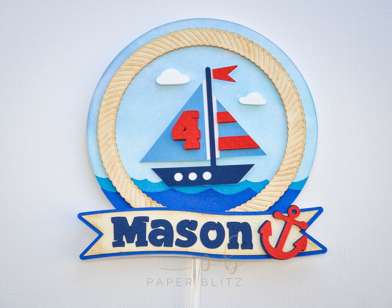 Nautical Theme Cake Topper Nautical Theme Birthday Sailboat - Etsy