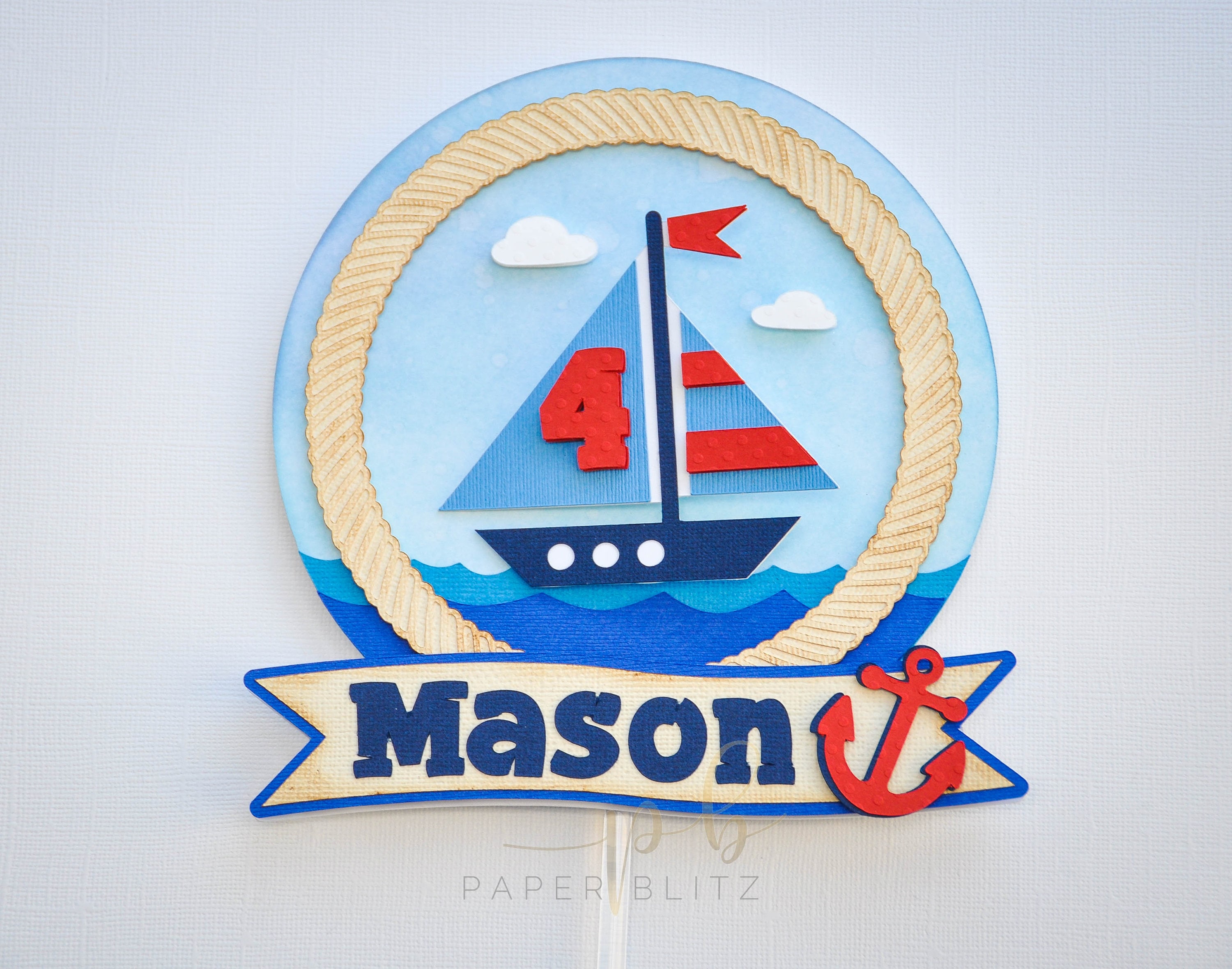 Nautical Theme Cake Topper Nautical Theme Birthday Sailboat - Etsy