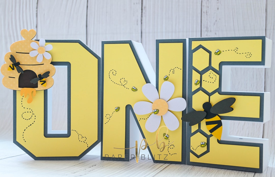 3D Bee Letters, Bee Theme Letters, Honey Bee, Table Centerpiece Decor ...