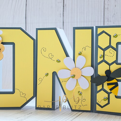 3D Bee Letters Bee Theme Letters Honey Bee Table - Etsy