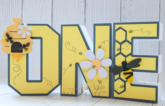 3D Bee Letters Bee Theme Letters Honey Bee Table - Etsy
