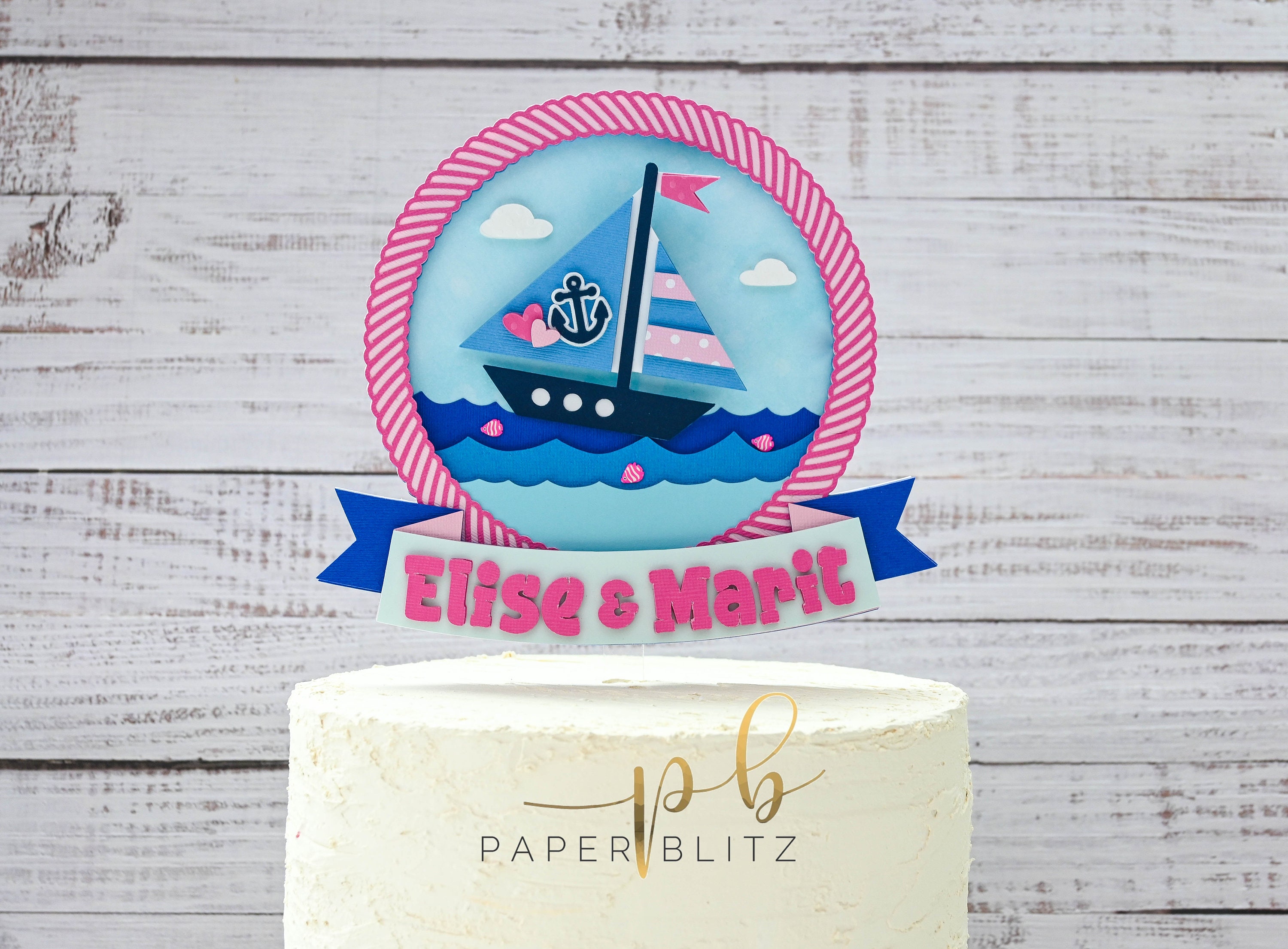 Nautical Theme Birthday Cake Topper Sailboat Birthday Decor - Etsy