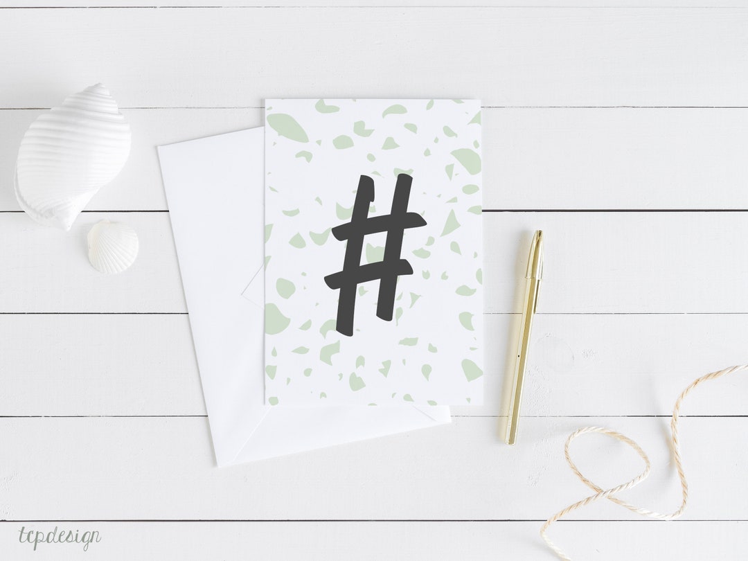 Karte mit // Buchstabenkarte // Karte mit Raute // Karte mit Hashtag ...