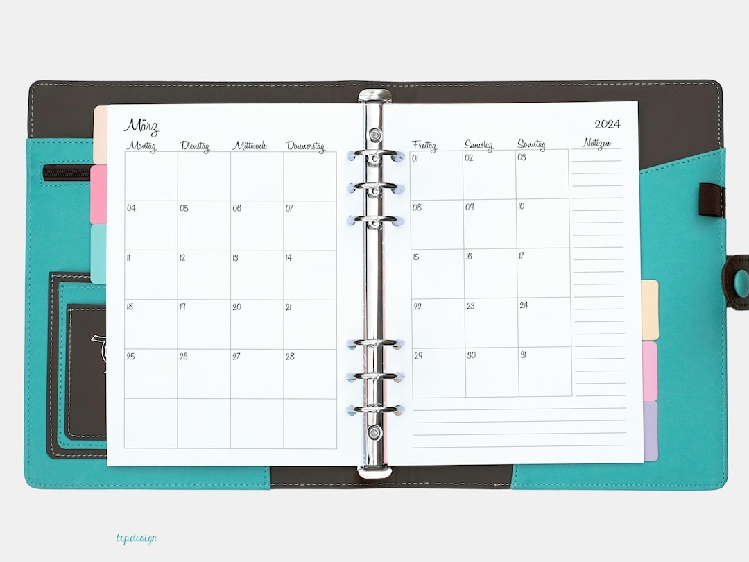 A5: Monatsübersicht 2024 im Stil Honey 1 Monat auf 2 Seiten ...