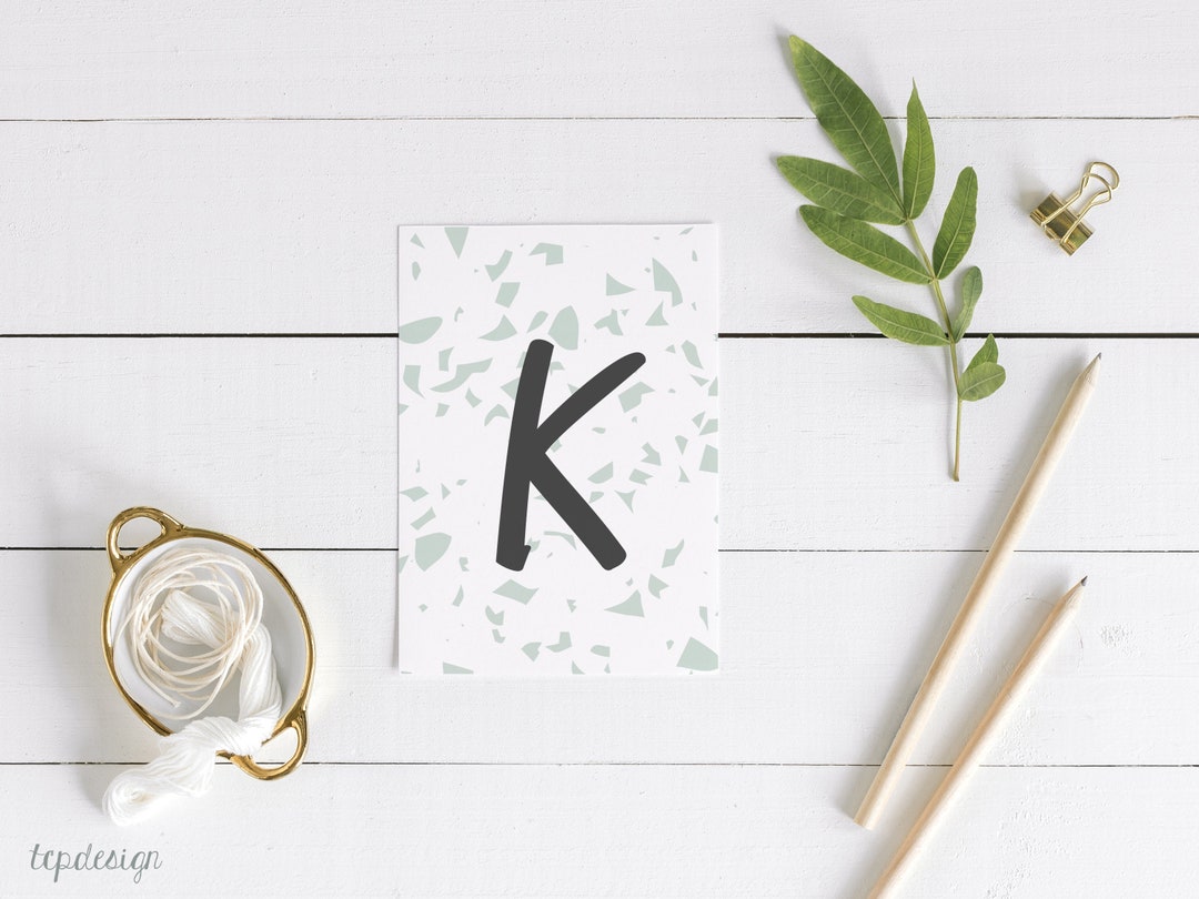 K // Letter Card // Monogram k // Postcard With Letter K // Name Card ...