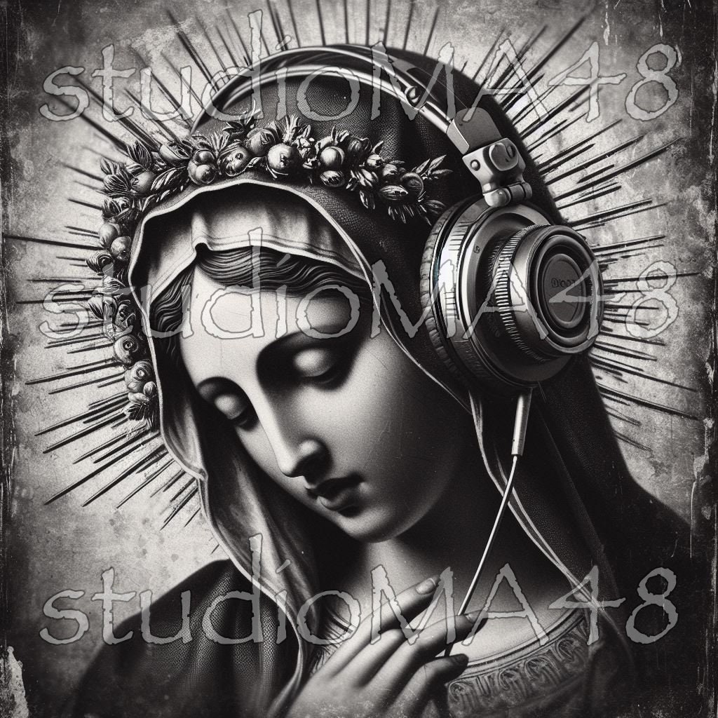Madonna, Virgin Mary, Original Artwork, Guadalupe, Headphones, Music ...