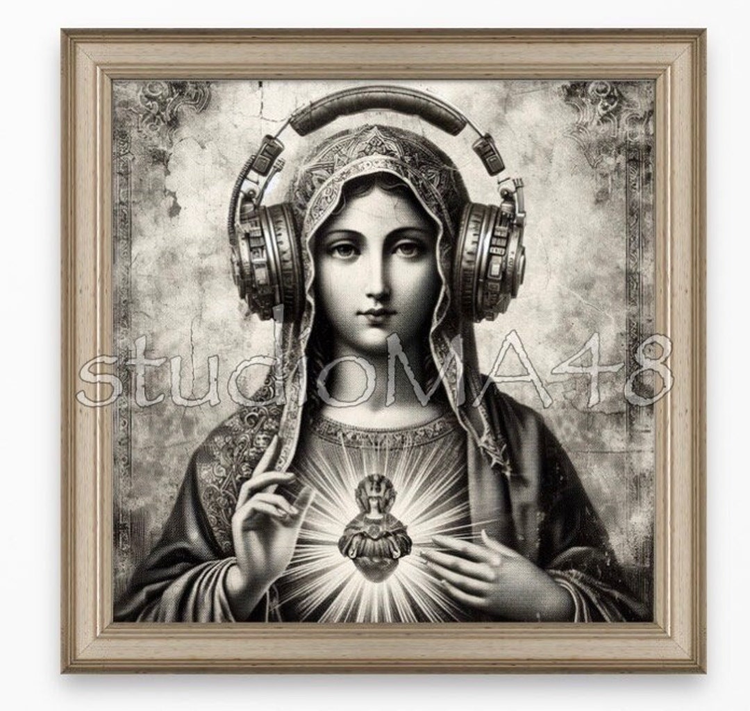 Madonna, Virgin Mary, Original Artwork, Guadalupe, Headphones, Music ...