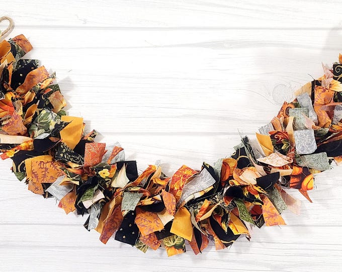 Hand Tied 2 Foot Rustic Fall Rag Garland. READY TO SHIP - Etsy