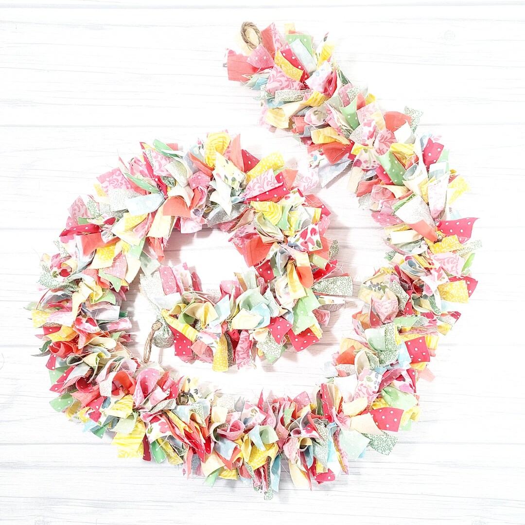 Hand Tied Rustic Colorful Spring Rag Garland. Spring Rag Garland ...