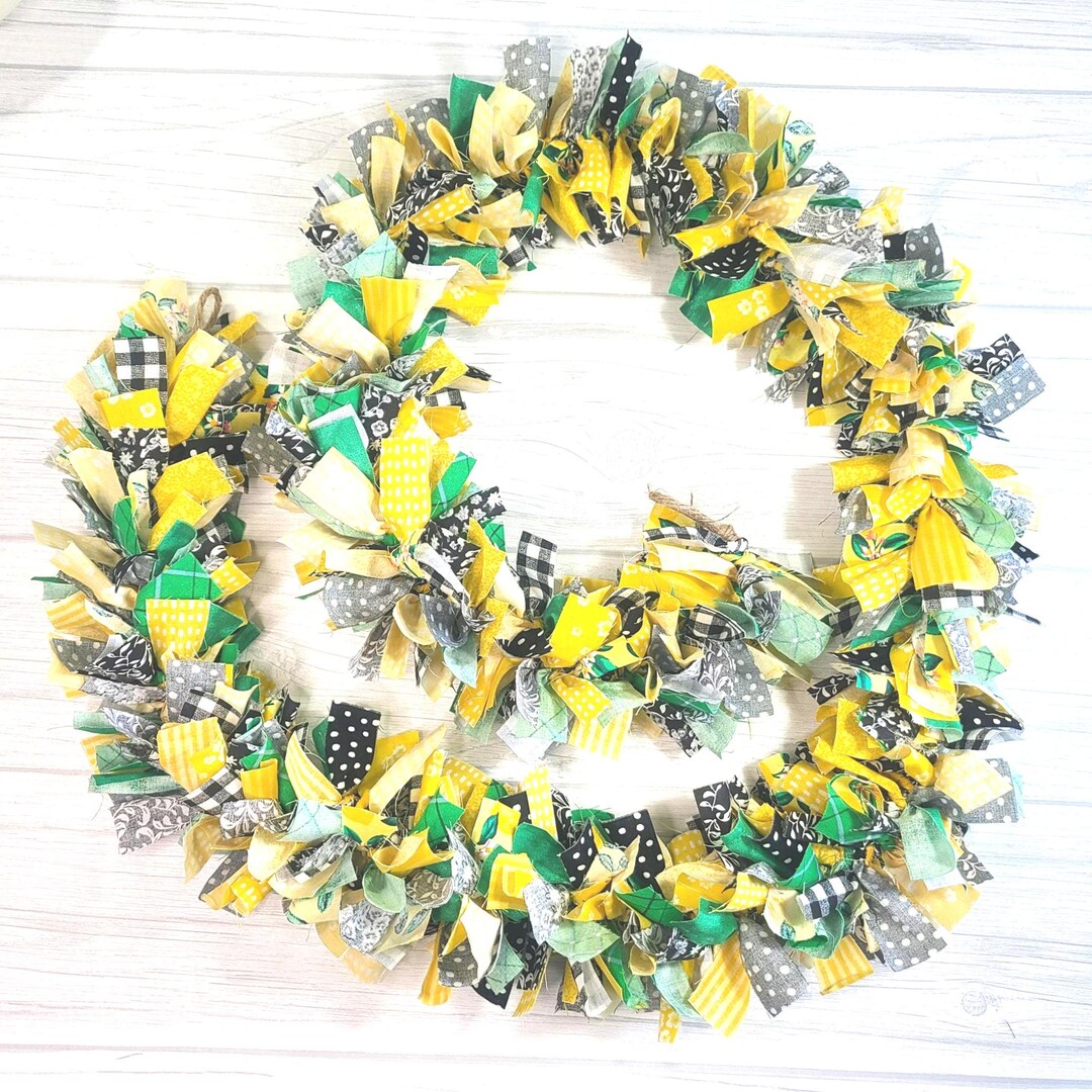 Hand Tied Lemon Rag Garland: Rustic Summer Decor - Etsy