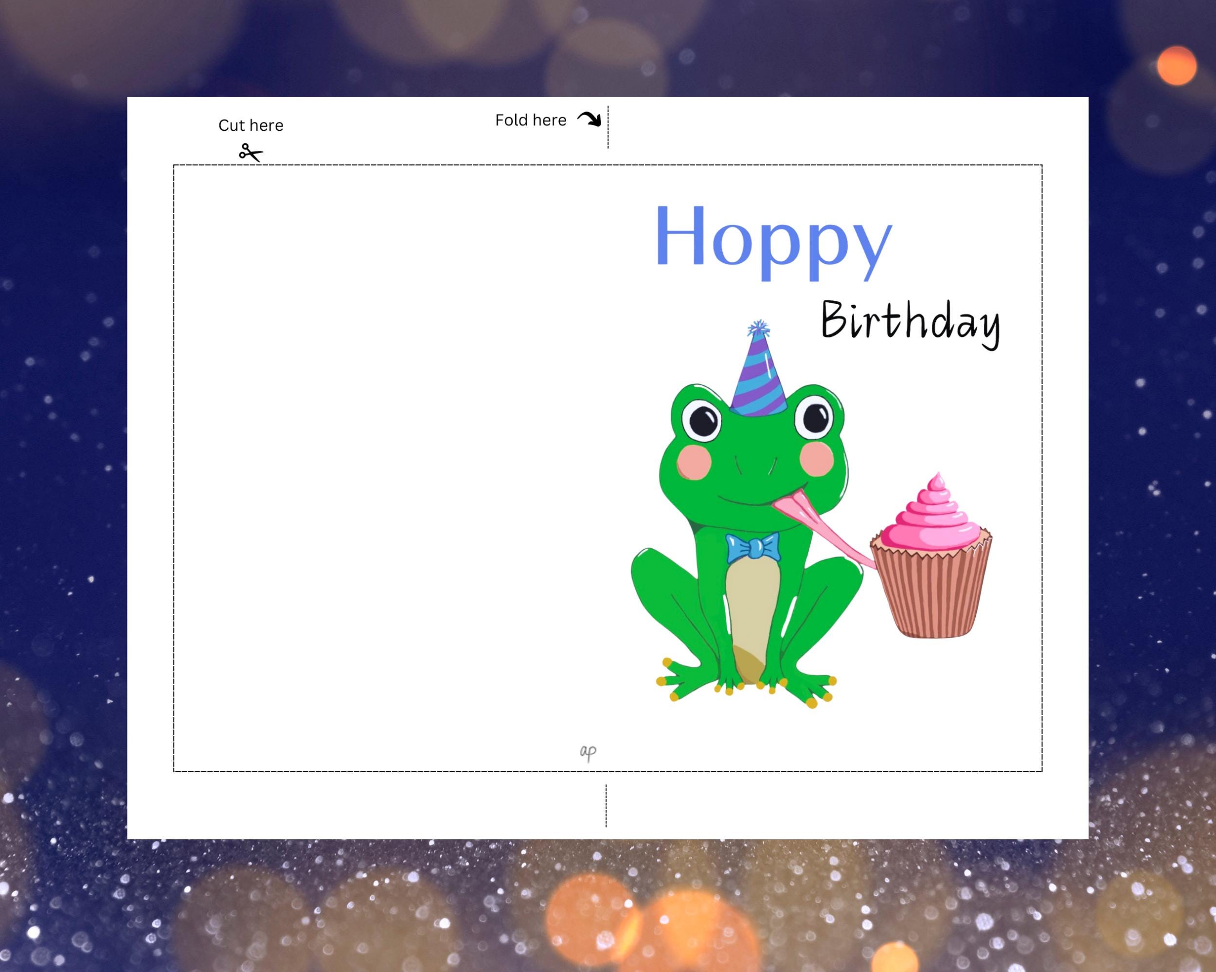 Printable Frog Happy Birthday Card | Instantly Available, Cute Toad ...