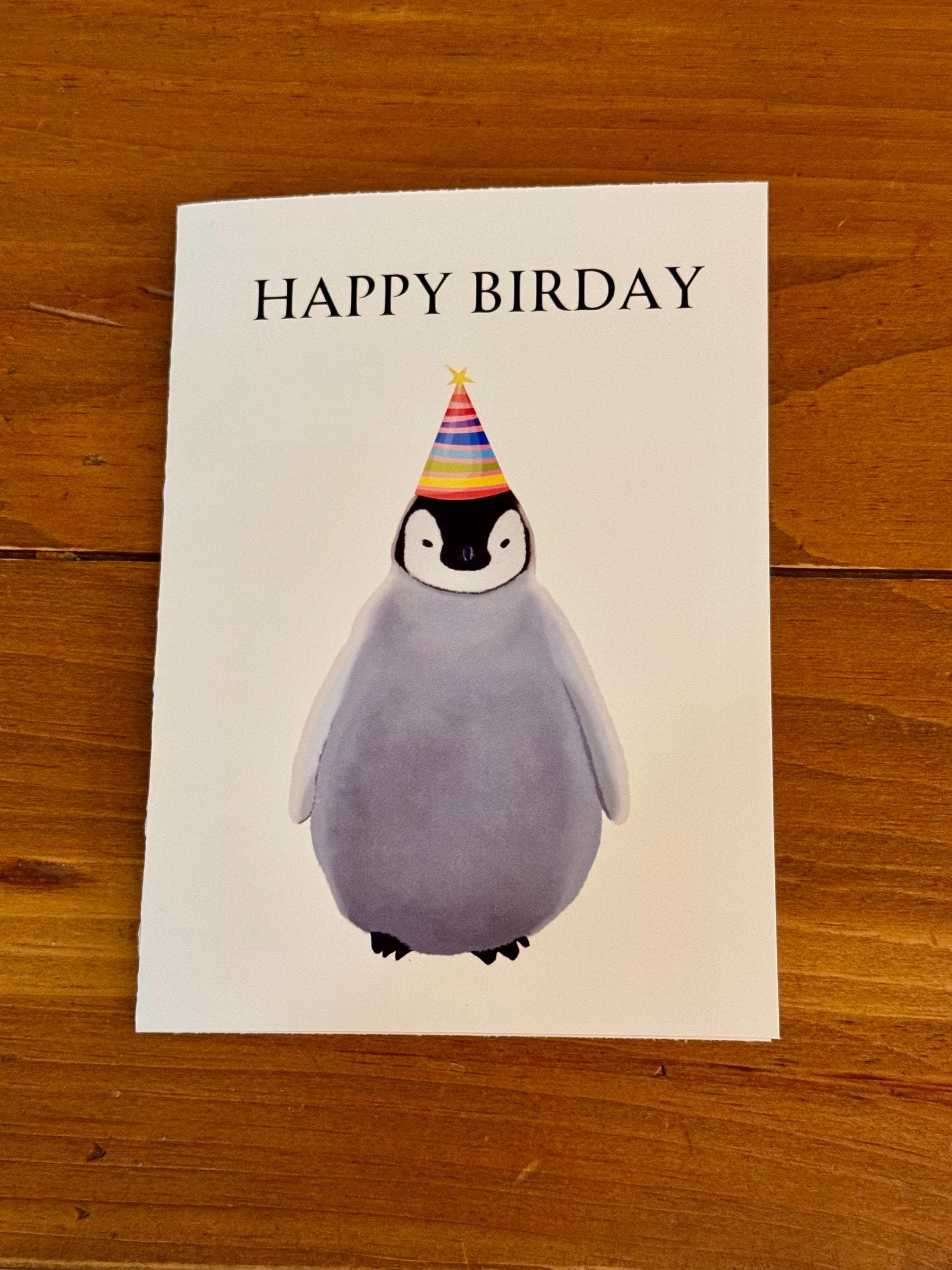 Happy "birday" Penguin Chick Card | Snow Antarctica Winter | Party ...
