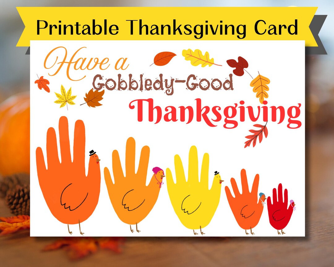 Turkey Family Thanksgiving Card: Autumn Leaves Greetings (printable) - Etsy