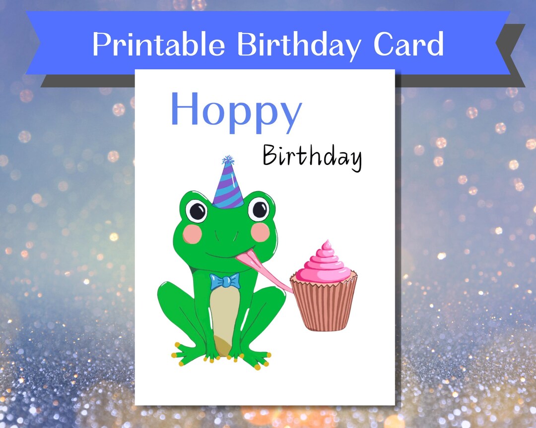 Printable Frog Happy Birthday Card | Instantly Available, Cute Toad ...