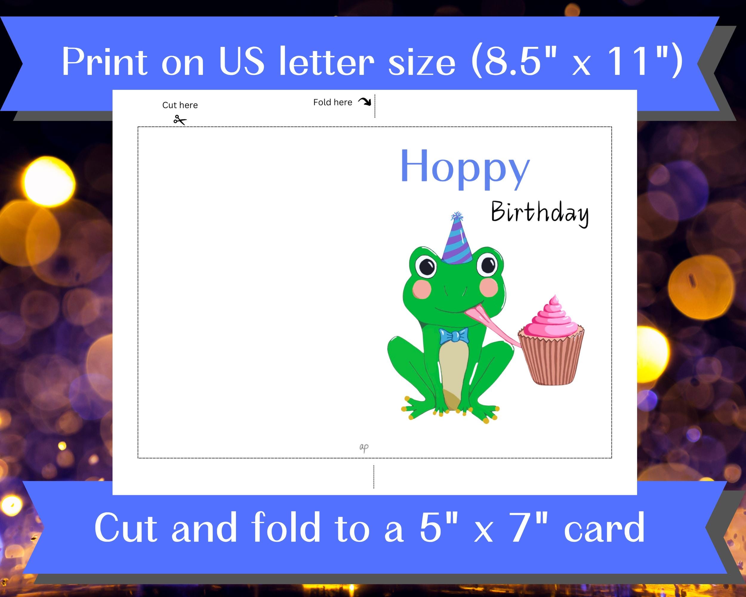 Printable Frog Happy Birthday Card | Instantly Available, Cute Toad ...
