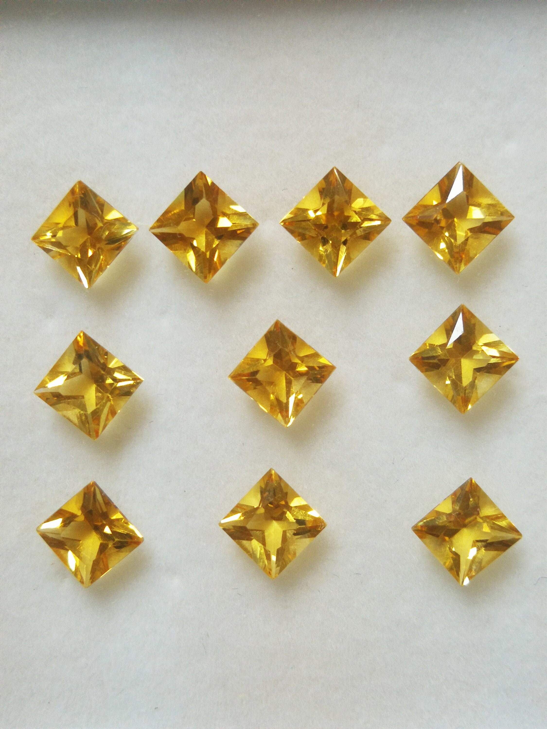 7mm Square Princess Stone AAA Quality Natural Citrine Square Princess ...