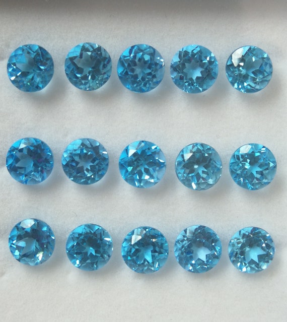 Natural Swiss Blue Topaz Round 7mm Flower Cut Cut Excellent - Etsy