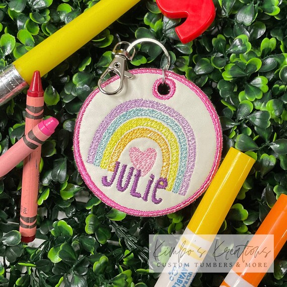 Embroidered Backpack Tag Rainbow Bag Tag Back to School - Etsy