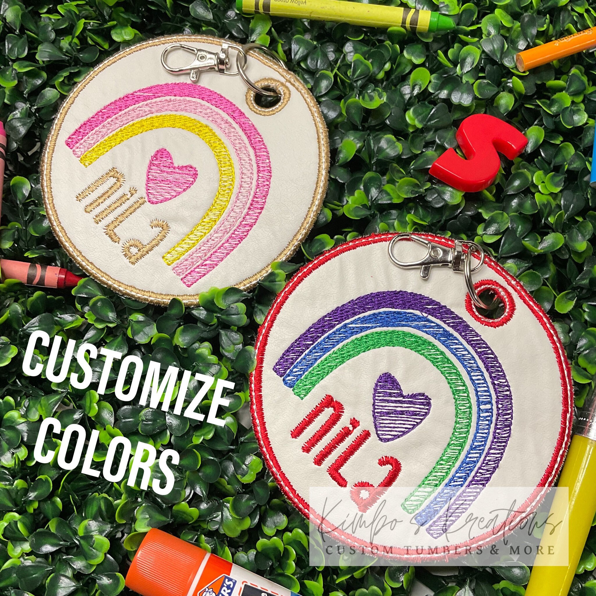 Embroidered Backpack Tag Rainbow Bag Tag Back to School - Etsy