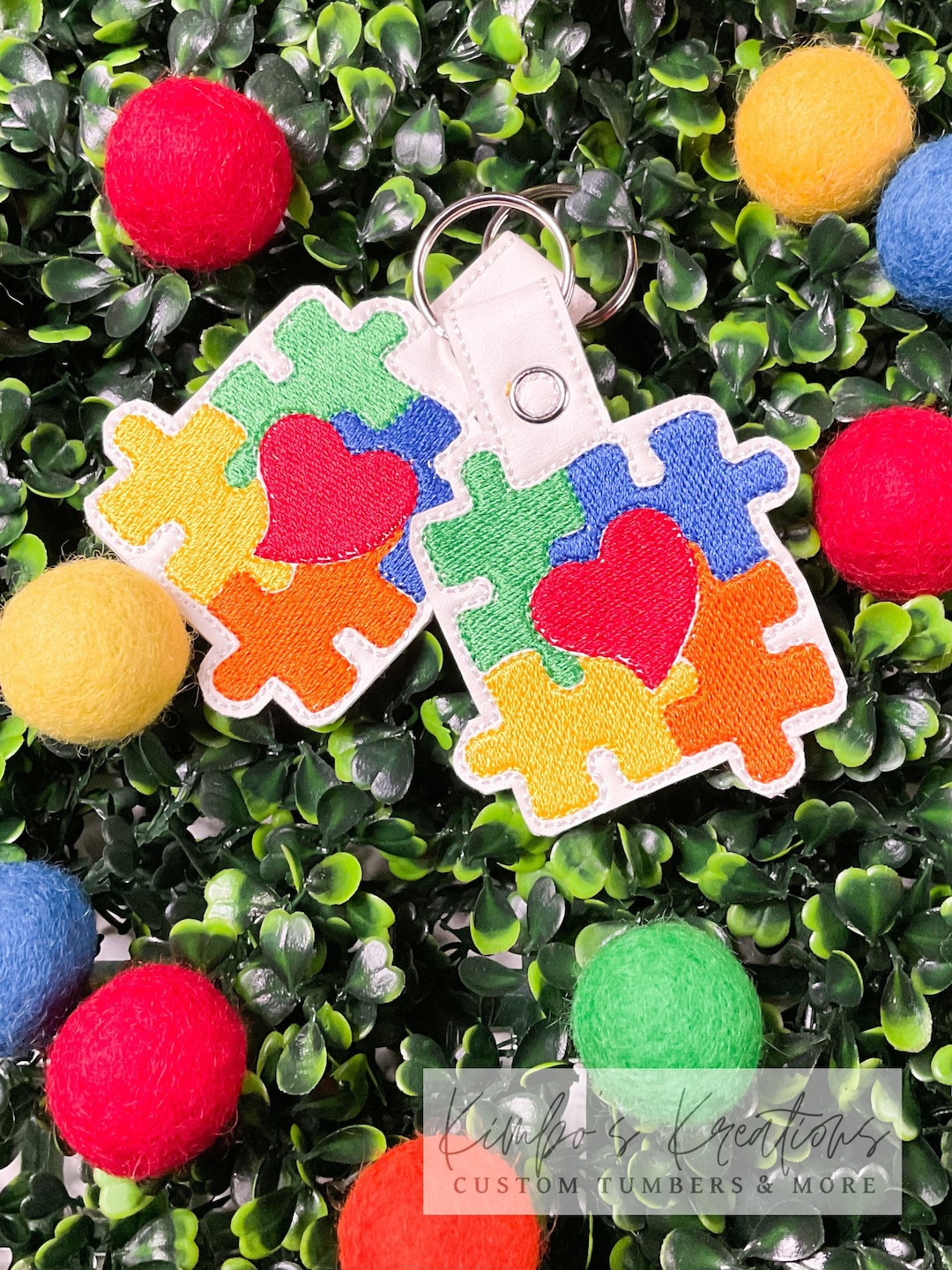 Autism Awareness Embroidered Key Fob: Puzzle Piece Keychain - Etsy