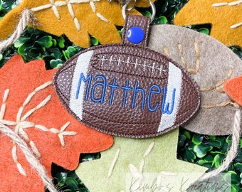Personalized Football Keychain Embroidered Football Bag Tag - Etsy
