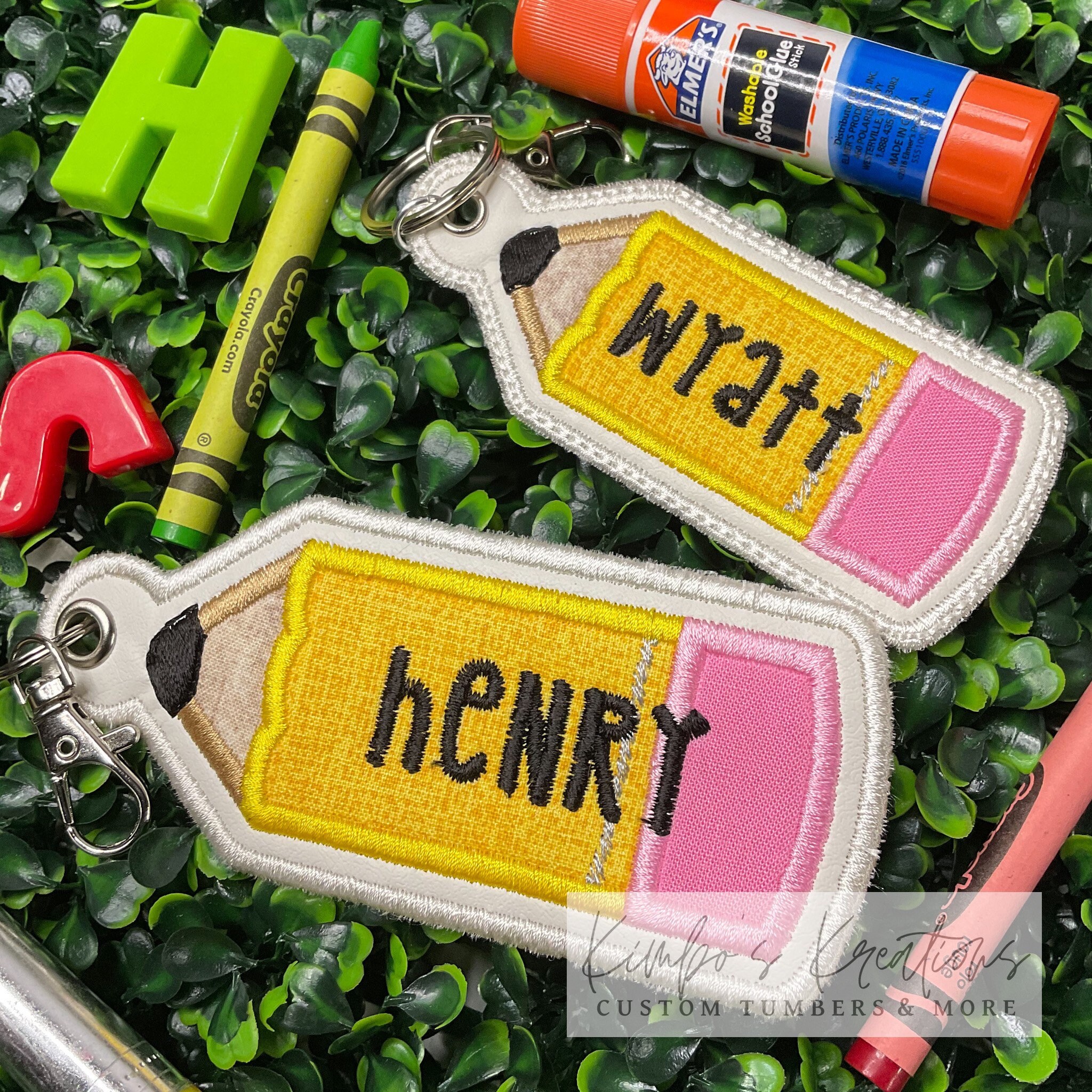 Embroidered Leather Backpack Tag Pencil Bag Tag Back to - Etsy