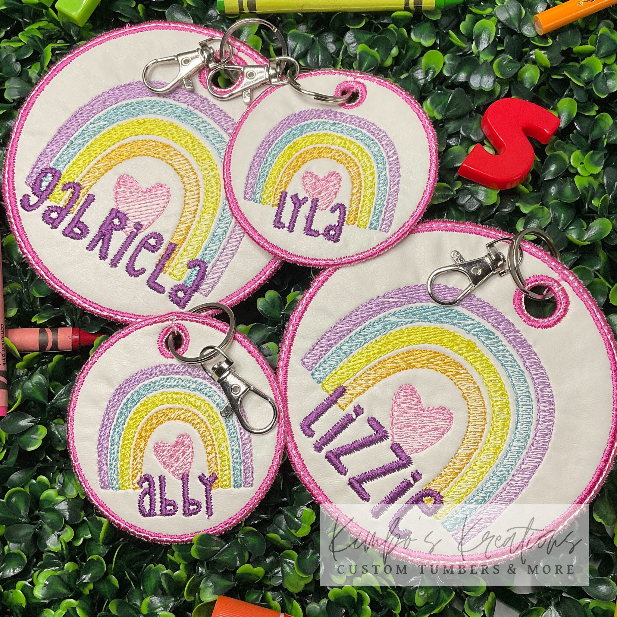 Embroidered Backpack Tag Rainbow Bag Tag Back to School - Etsy