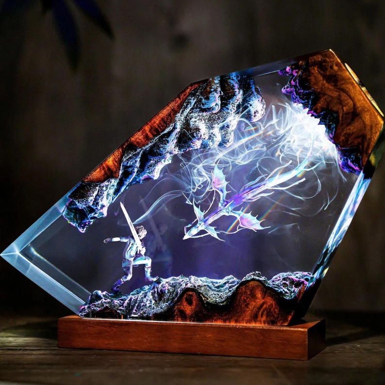 Noctis Vs Leviathan Resin Lamp, Final Fantasy FFXV Battle Scene Light ...