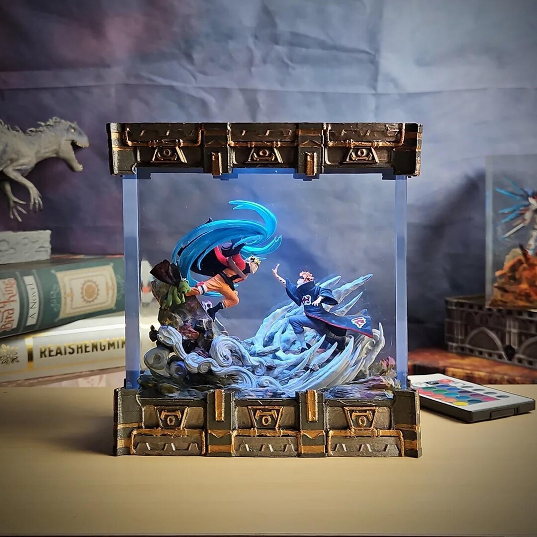 Naruto Vs Pain Resin Lamp, LED Anime Diorama Night Light, Legendary ...
