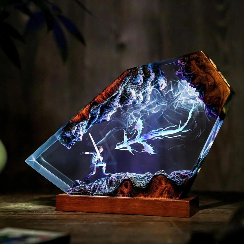 Noctis Vs Leviathan Resin Lamp, Final Fantasy FFXV Battle Scene Light ...