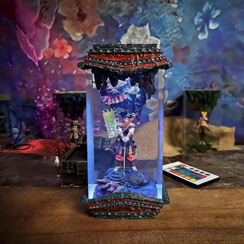 Goku Shogun Resin Lamp, Dragon Ball Z Samurai LED Night Light, Handmade ...