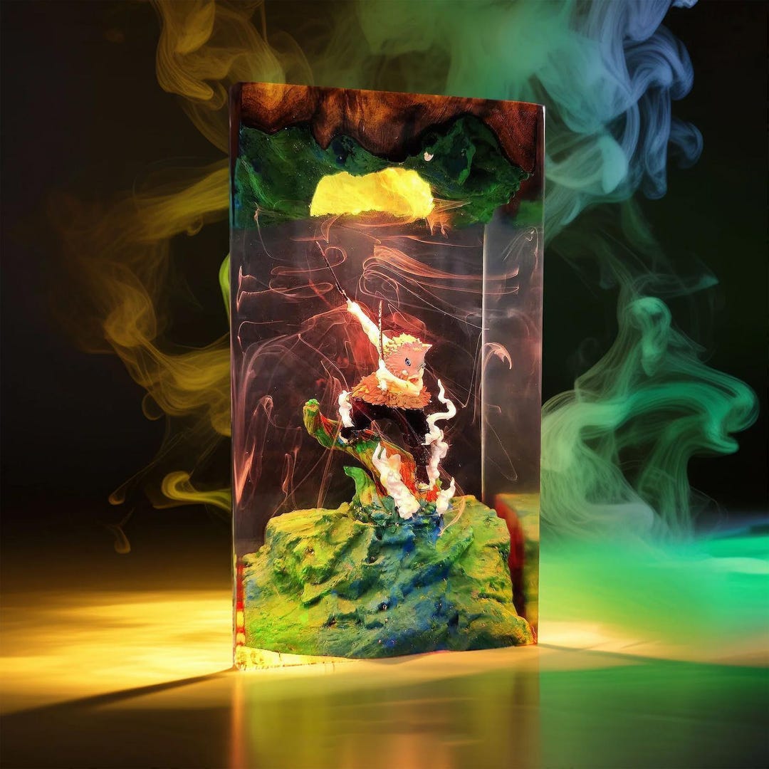 Inosuke Hashibira Resin Lamp, Demon Slayer LED Anime Night Light ...