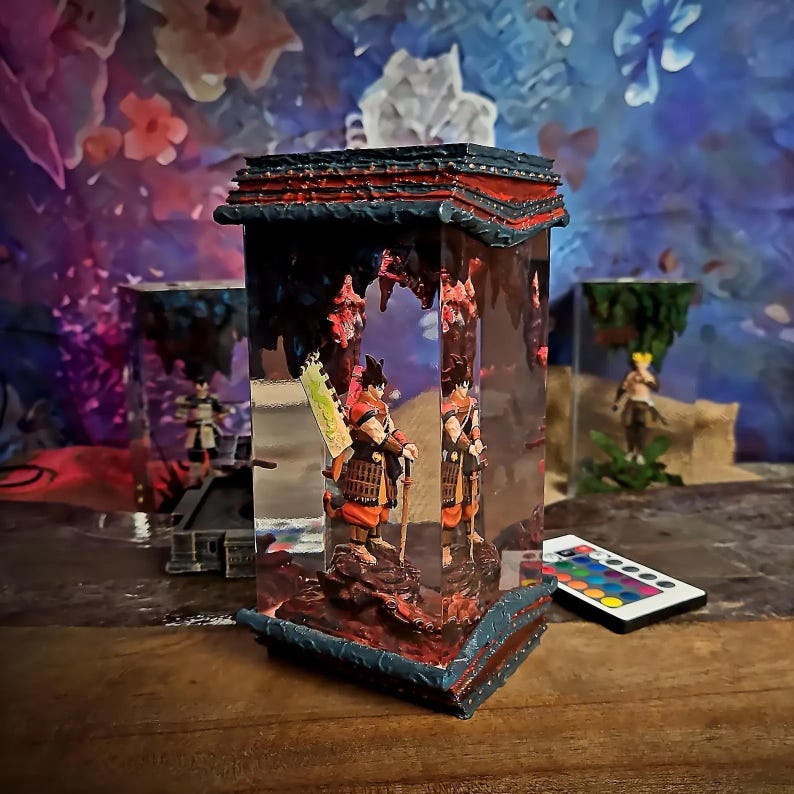 Goku Shogun Resin Lamp, Dragon Ball Z Samurai LED Night Light, Handmade ...