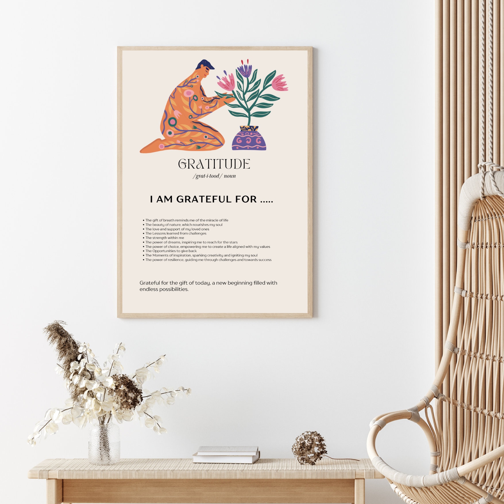 Gratitude Poster Digital Download Art Inspirational Wall Art Print ...