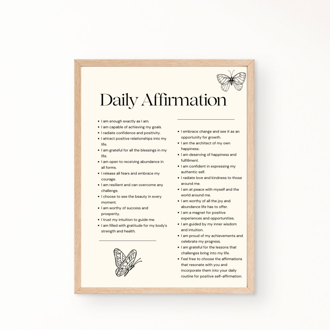 Positive Affirmations, Words of Affirmation Poster, Trendy Wall Prints ...