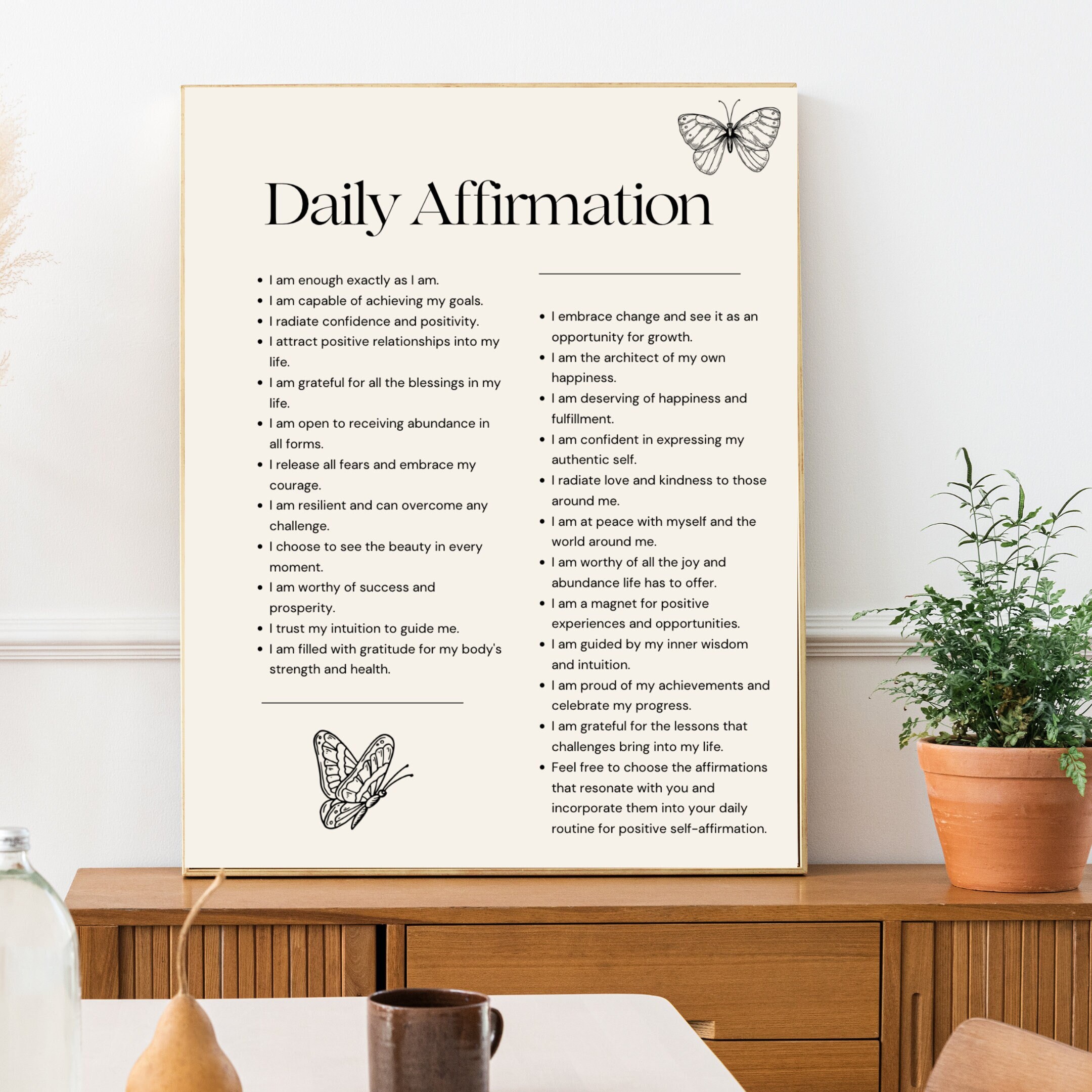 Positive Affirmations, Words of Affirmation Poster, Trendy Wall Prints ...
