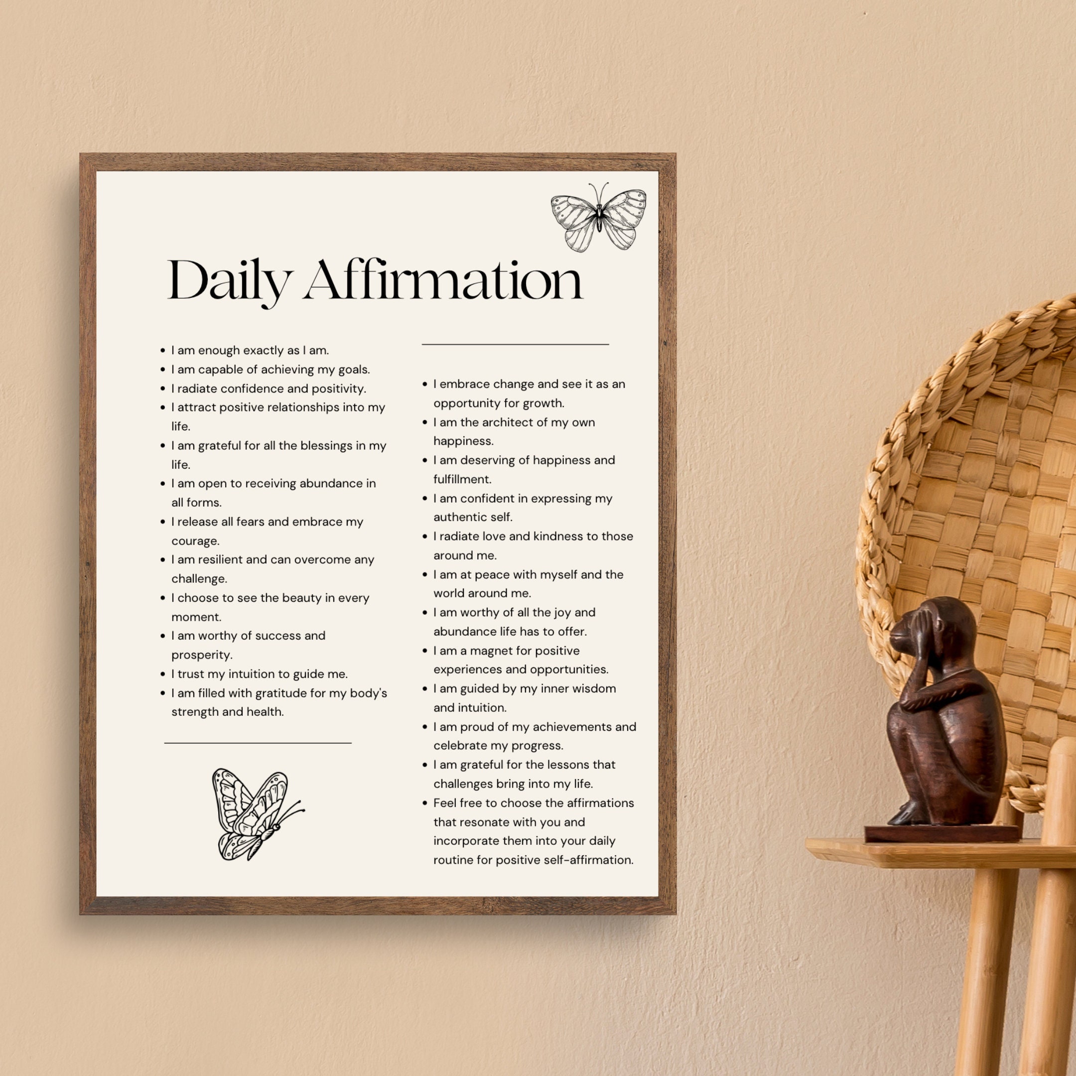 Positive Affirmations, Words of Affirmation Poster, Trendy Wall Prints ...