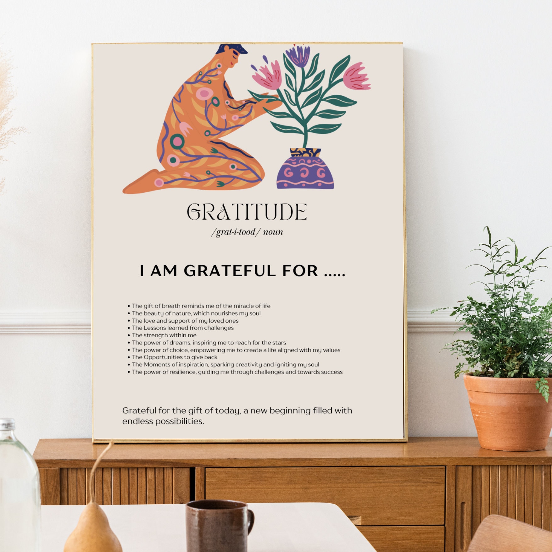 Gratitude Poster Digital Download Art Inspirational Wall Art Print ...