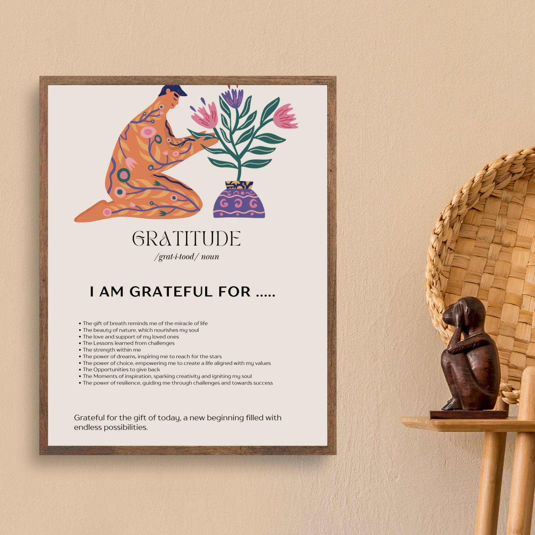 Gratitude Poster Digital Download Art Inspirational Wall Art Print ...