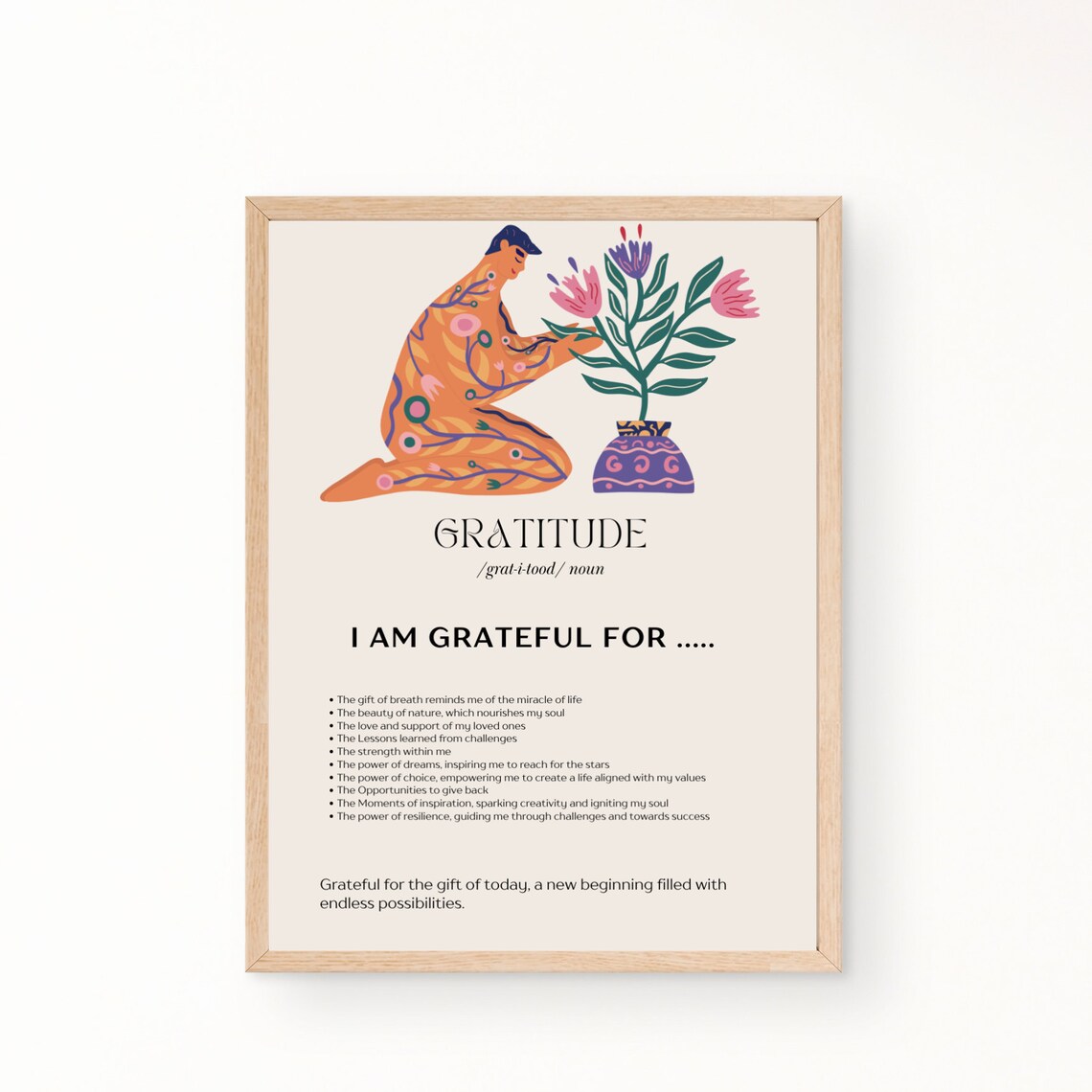 Gratitude Poster Digital Download Art Inspirational Wall Art Print ...