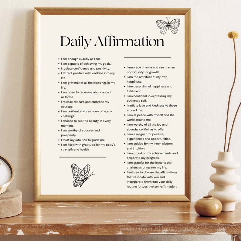 Positive Affirmations, Words of Affirmation Poster, Trendy Wall Prints ...