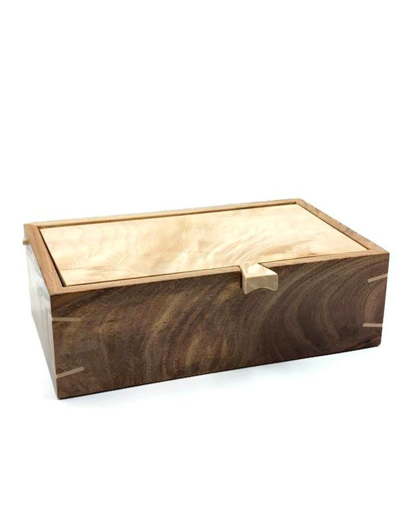 Wood Keepsake Box. Handcrafted Elm and Sycamore Jewellery Box. One of A ...