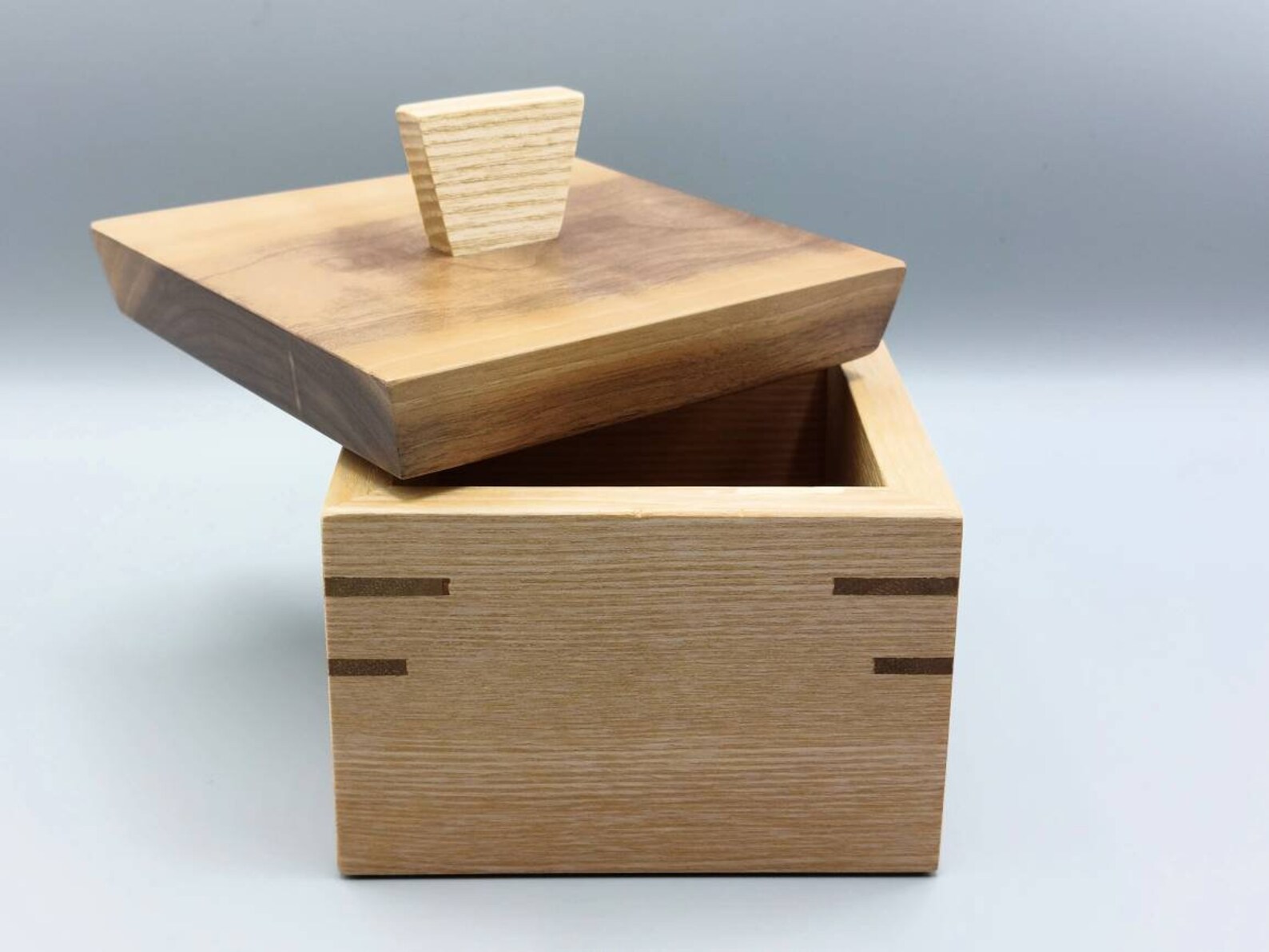 Small Wooden Trinket Box. Handmade Walnut and Ash Wood Square Jewellery ...