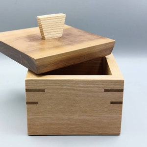 Small Wooden Trinket Box. Handmade Walnut and Ash Wood Square Jewellery ...