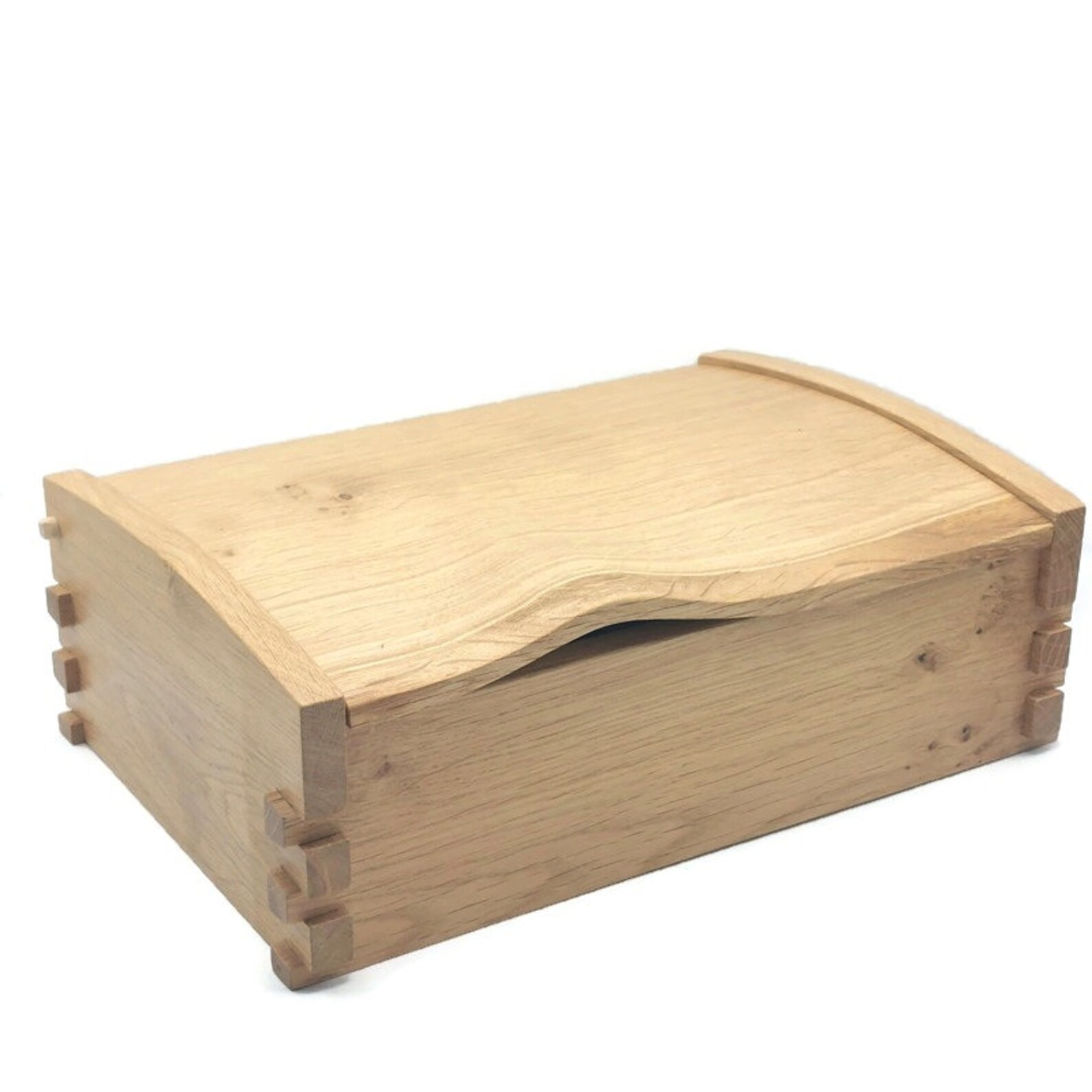 Oak Keepsake Box. Handmade Oak Wood Jewellery Box. Suede Lined Men's ...