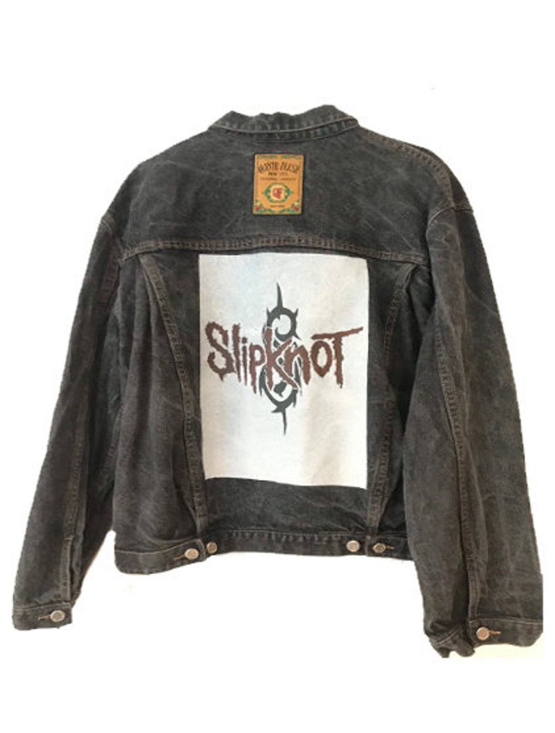 Retro 80s 90s Vintage Denim Jacket Slipknot Metal Band Back Patched ...